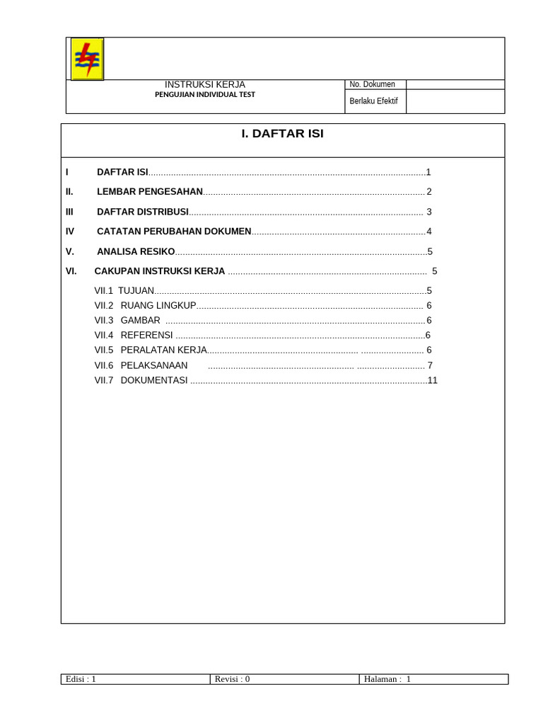 Format Instruksi Kerja | PDF