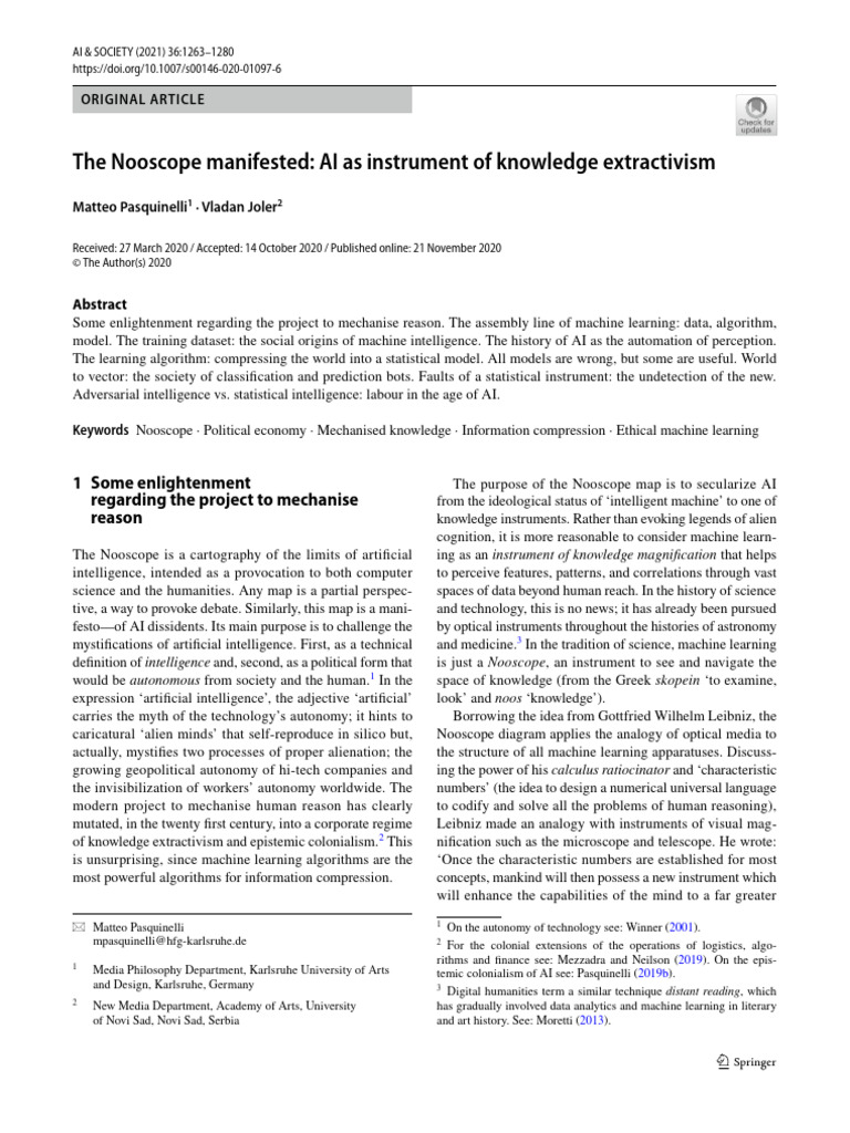 AI As Instrument of Knowledge Extractivism | PDF | Artificial Intelligence | Intelligence (AI ...