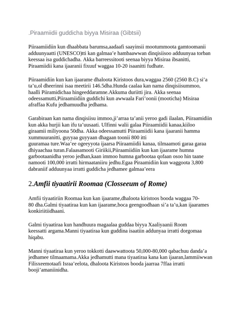 Piraamiidii Guddicha Biyya Misiraa | PDF