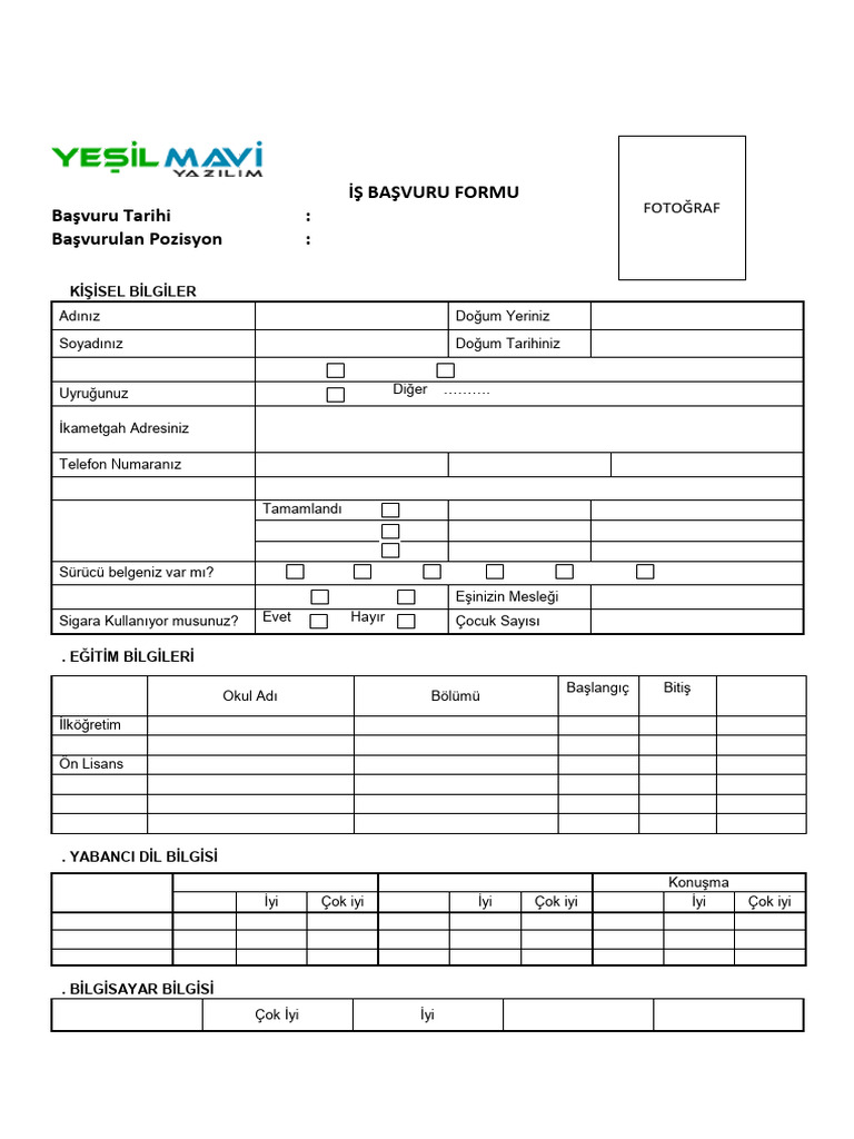 Is Basvuru Formu | PDF
