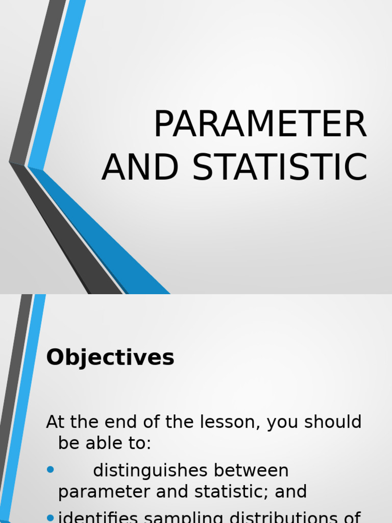 Parameter and Statistics | PDF | Mean | Variance