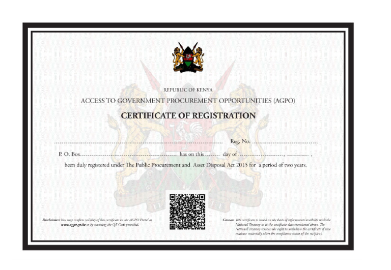 AGPO CERTIFICATE | PDF