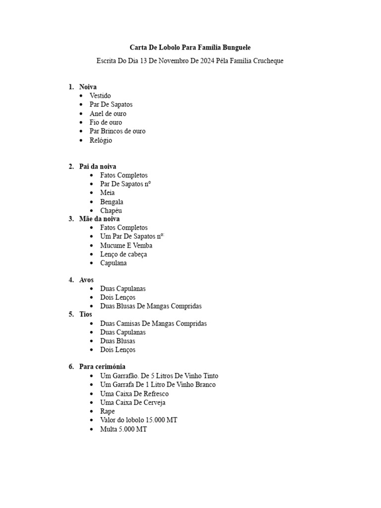 Carta de Lobolo f Bunguele | PDF