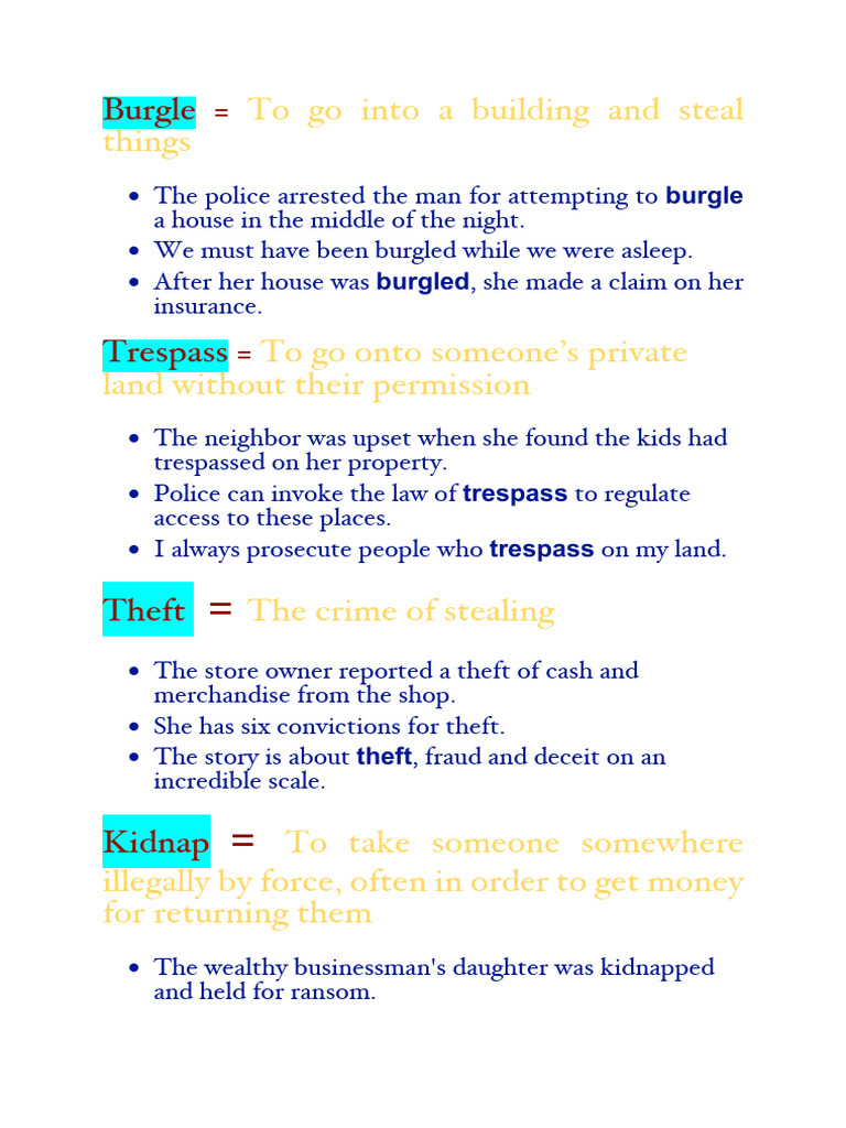 Words | PDF | Burglary | Theft