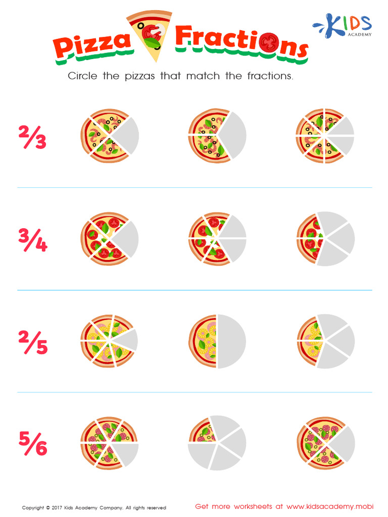Grade 1 Fractions Pizza Printable | PDF