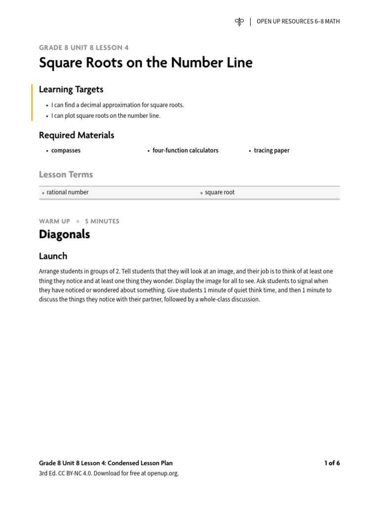 Ade 8.unit 8.section A.lesson 4-Condensed Lesson Plan-En | PDF | Square ...