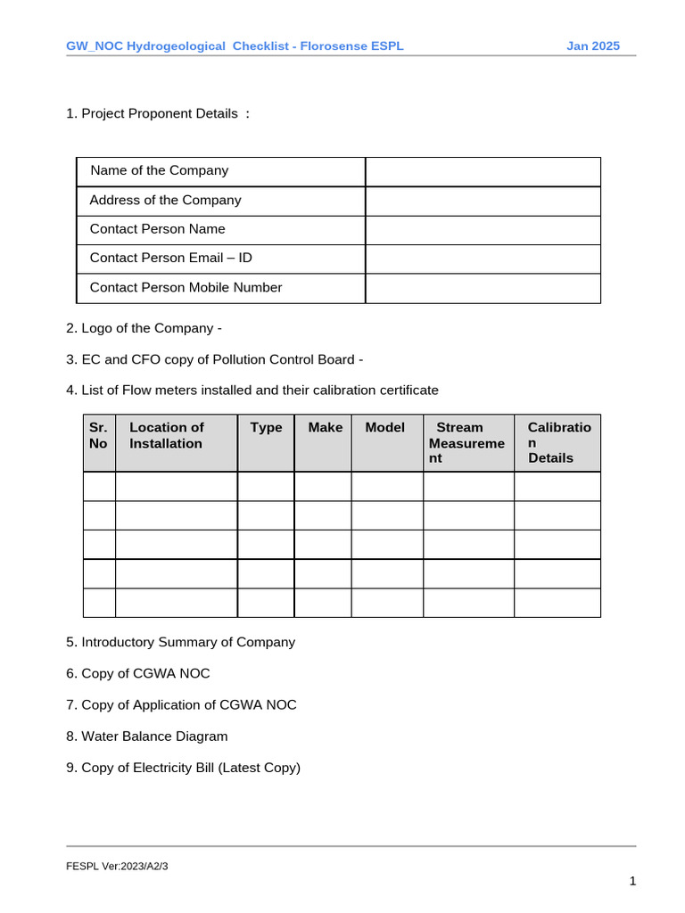 GW NOC Checklist V2025 A2 | PDF | Water | Environmental Engineering
