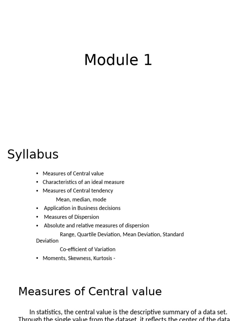 Module 1 Part 1 | PDF | Mean | Median