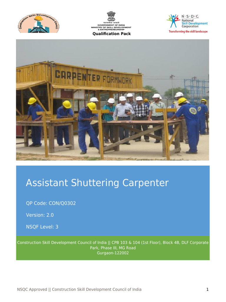 Asst Shuttering Carpenter Con - q0302 - v2.0 | PDF | Carpentry ...