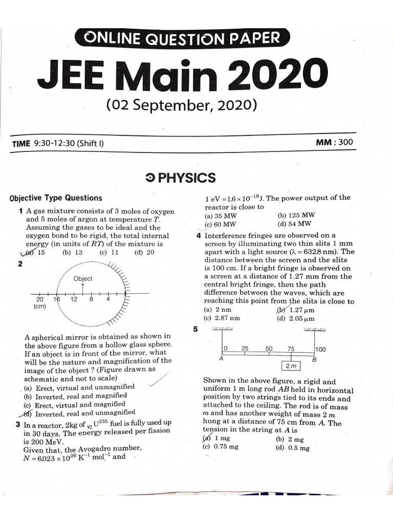 Question Paper of Jee Main | PDF