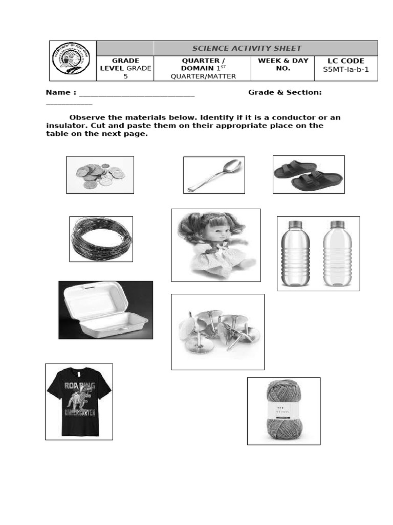 Grade 5 Science: Conductors vs Insulators | PDF