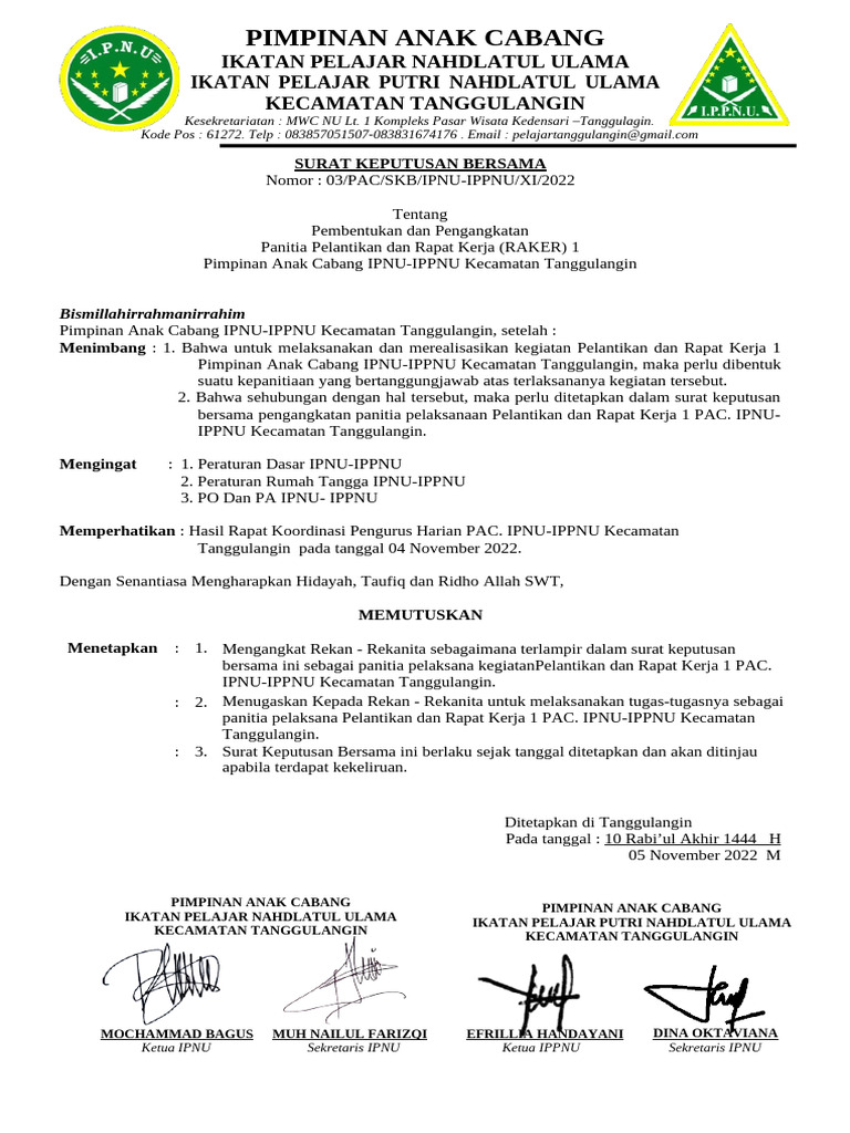 SURAT KEPUTUSAN BERSAMA | PDF