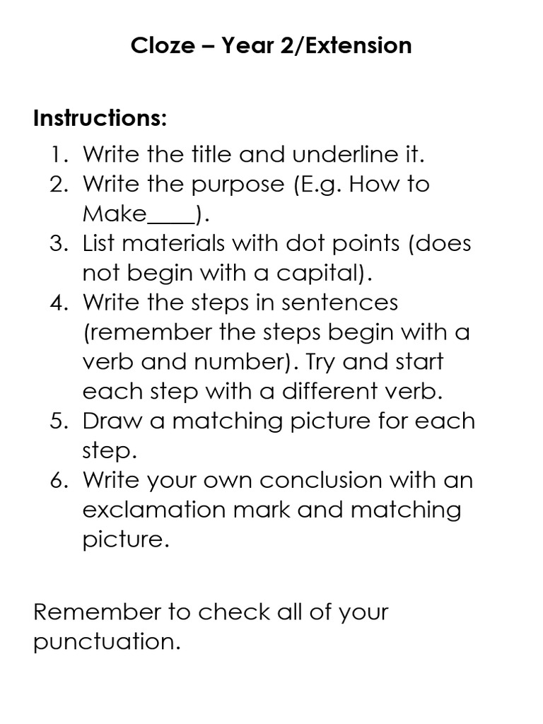 Cloze Activity Guide Year 2 | PDF