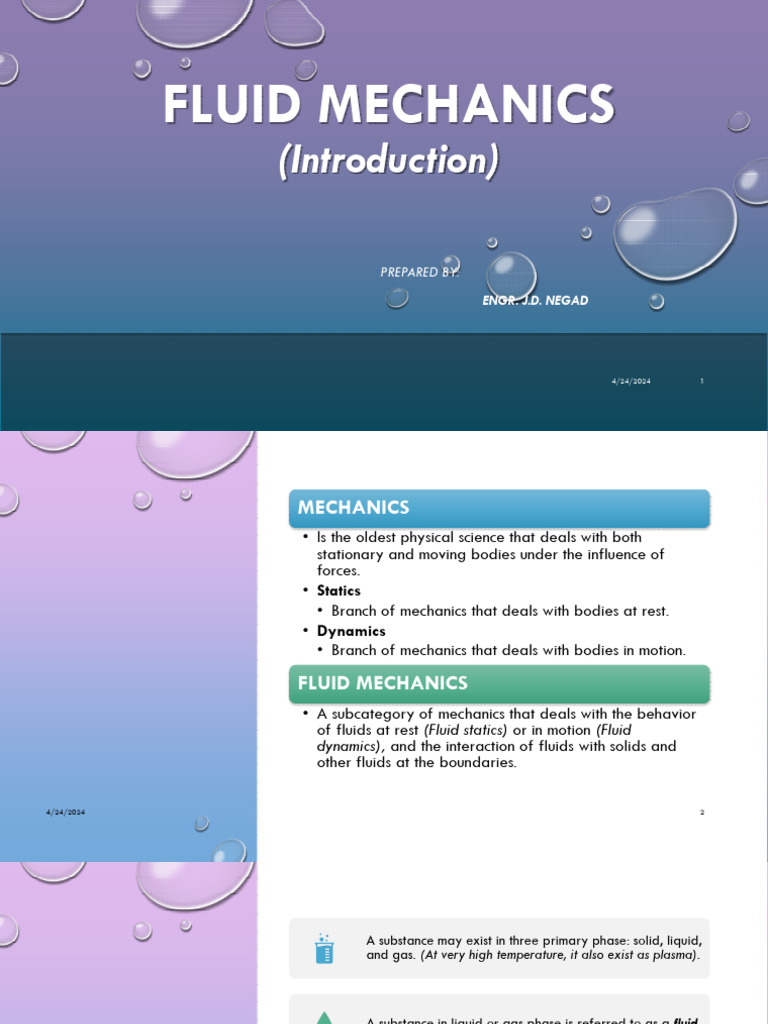 Fluid Mechanics Basics & Properties | PDF | Viscosity | Enthalpy
