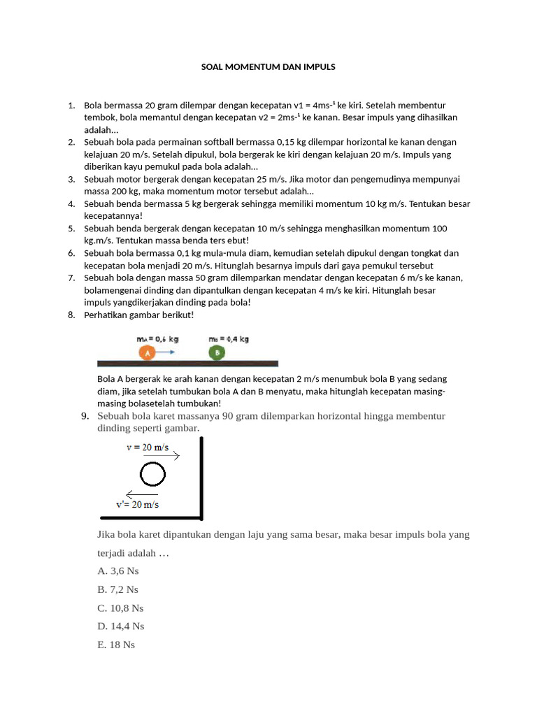 SOAL MOMENTUM DAN IMPULS | PDF