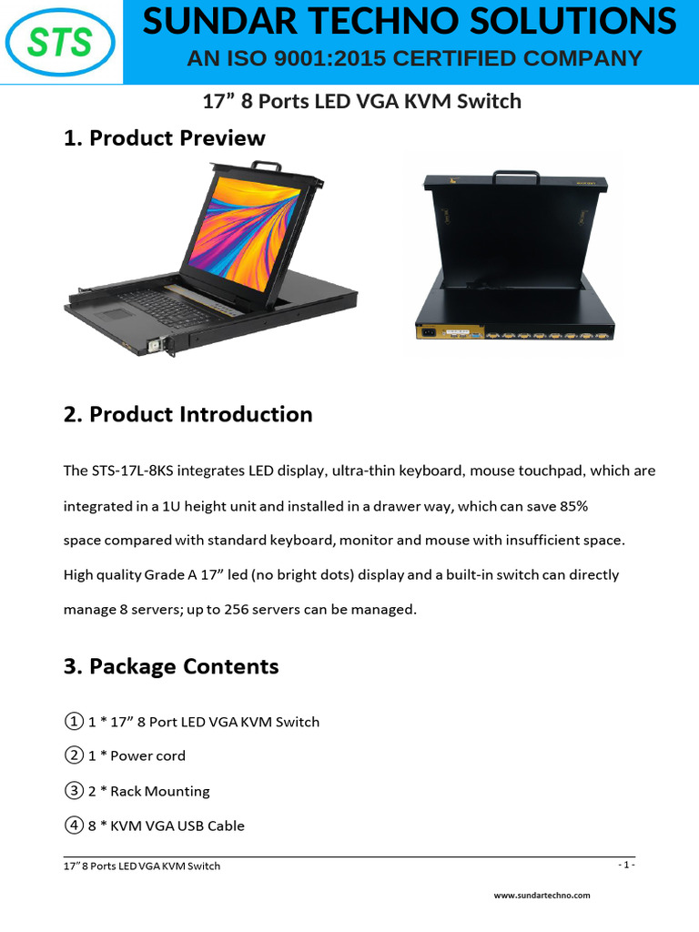 STS 17 INCH (STS-17L-8KS) 8PORT LED VGA KVM Switch DATASHEET | PDF | Computer Monitor | Computer ...