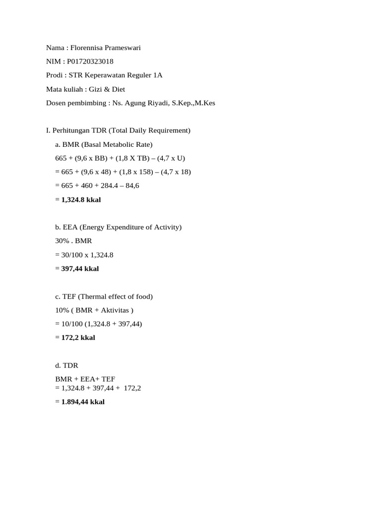 Florennisa Prameswari (Gizi TDR) | PDF