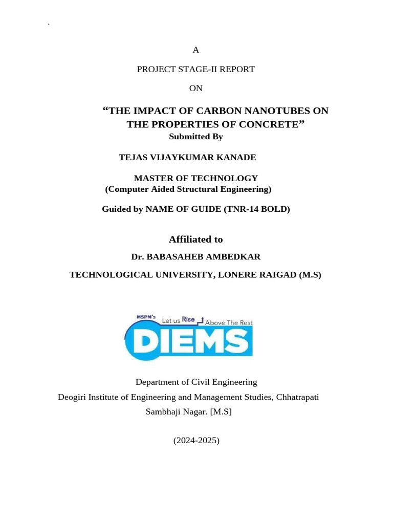 Project Stage-II Report T | PDF | Carbon Nanotube | Concrete