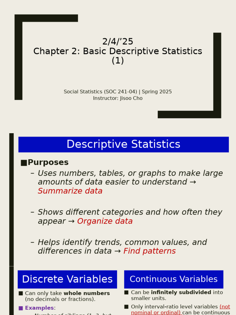 Intro to Descriptive Statistics | PDF | Statistics | Sampling (Statistics)