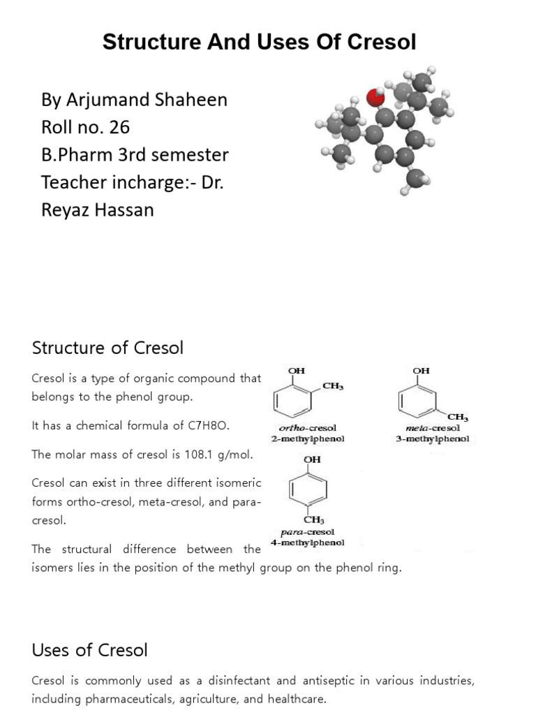 Structure and Uses of Cresol | PDF