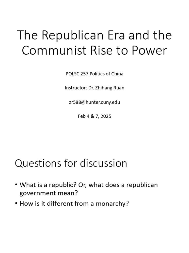 Republican Era and The Communist Rise | PDF | Kuomintang | Chiang Kai Shek