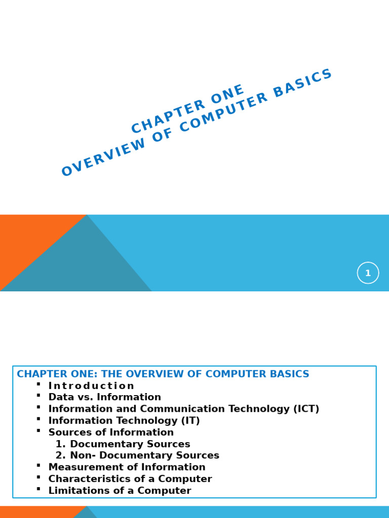 Chapter 1 - Overview of Computer Basics | PDF | Byte | Information And Communications Technology