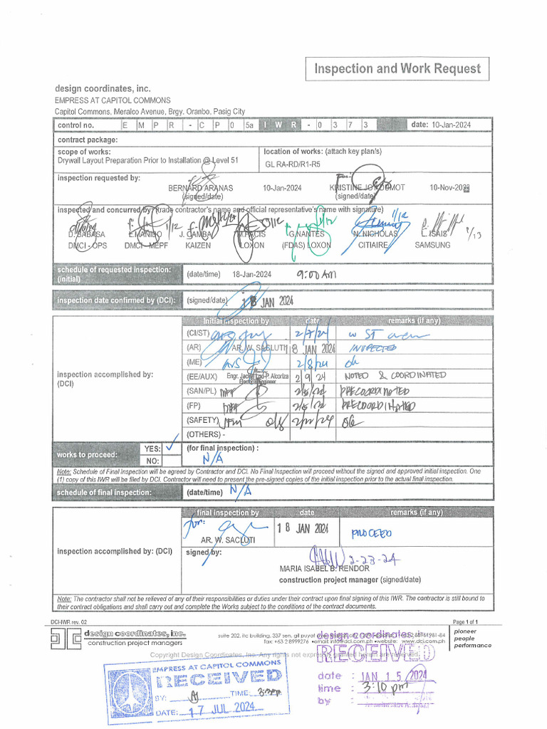 EACC-DMCI-IWR-AR-0373 EMPR-CP05a-IWR-0373 Drywall Layout Preparation Prior to Installation ...