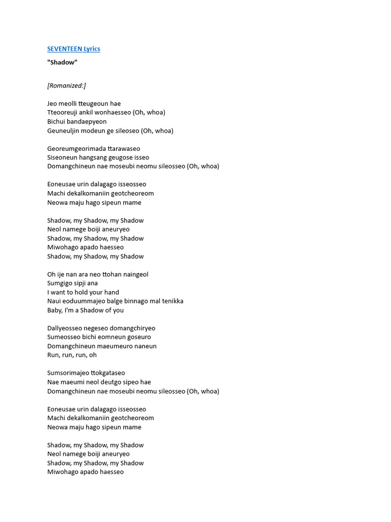 SEVENTEEN - Shadow | PDF