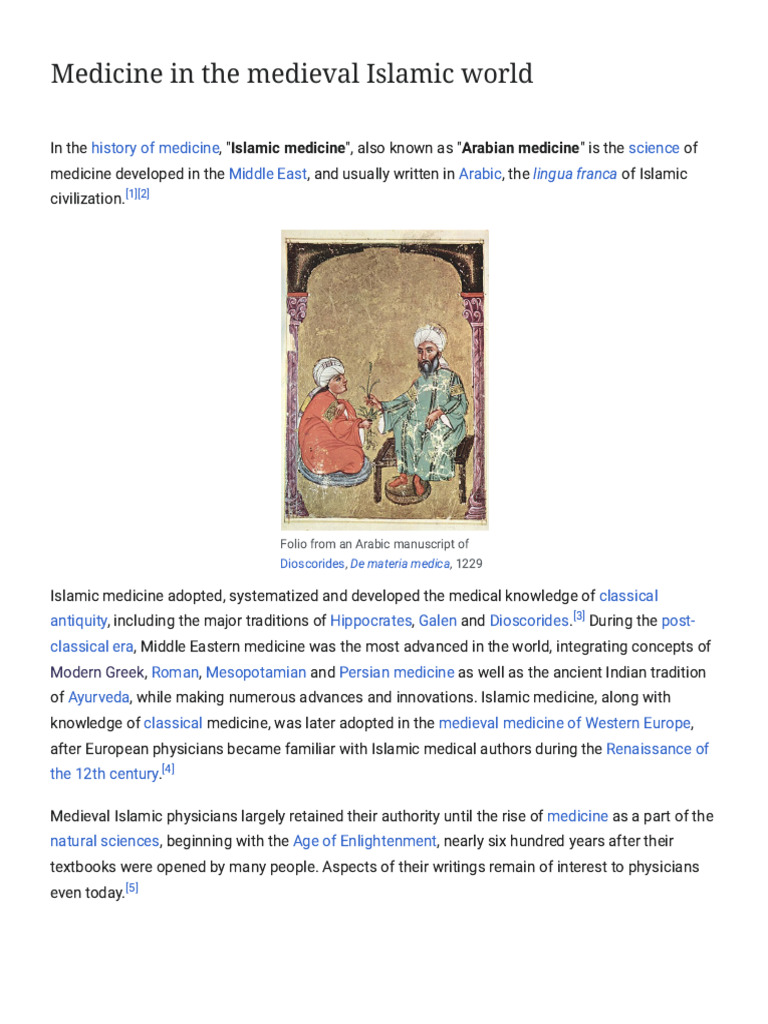 Medicine in The Medieval Islamic World - Wikipedia | PDF | Medicine ...