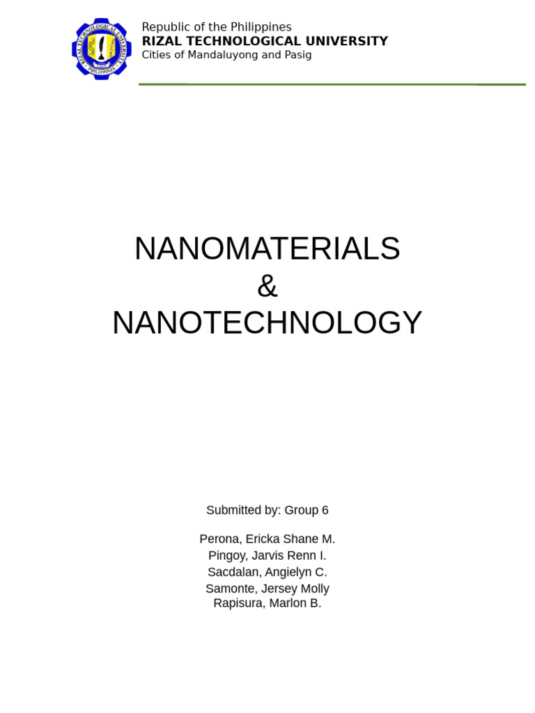 NANOTECHNOLOGY written report | PDF | Nanotechnology | Nanomaterials