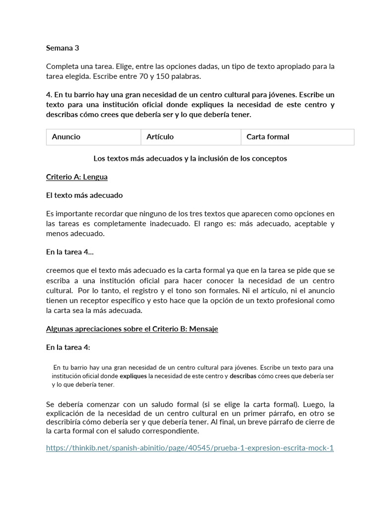 Prueba 1 - Expresión Escrita - La Carta Formal - Sem 3 | PDF