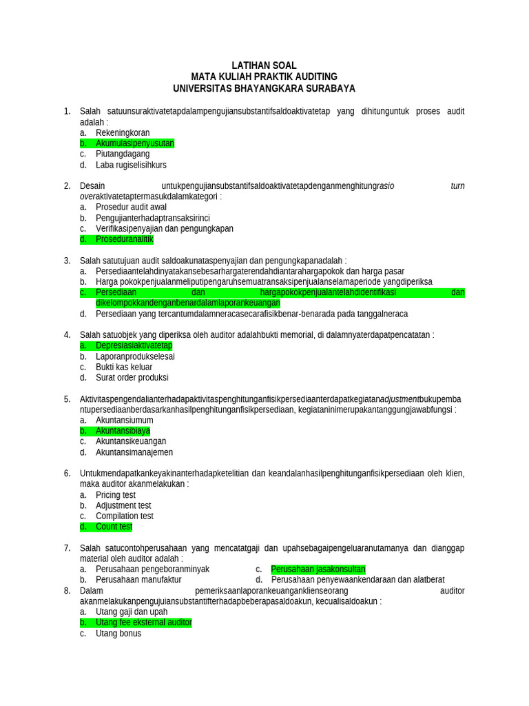 Latihan Soal Praktik Auditing | PDF