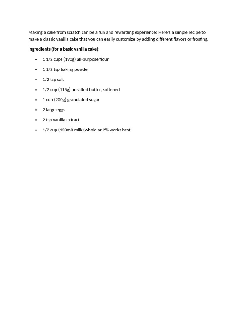 Easy Vanilla Cake Recipe | PDF