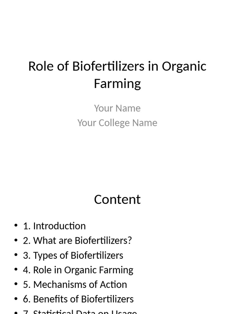 Role of Biofertilizers in Organic Farming Detailed | PDF | Organic ...