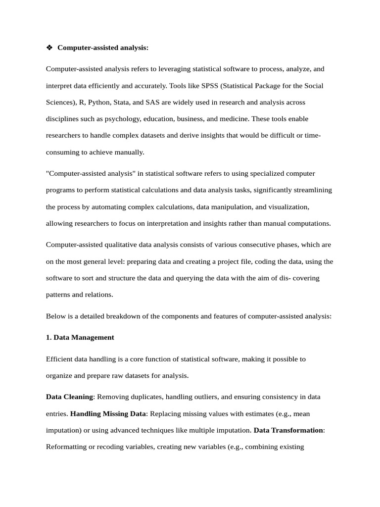 Computer-Assisted Analysis | PDF | Spss | Statistics