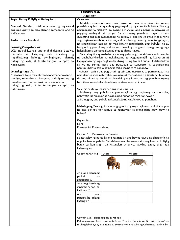 Learning Plan | PDF