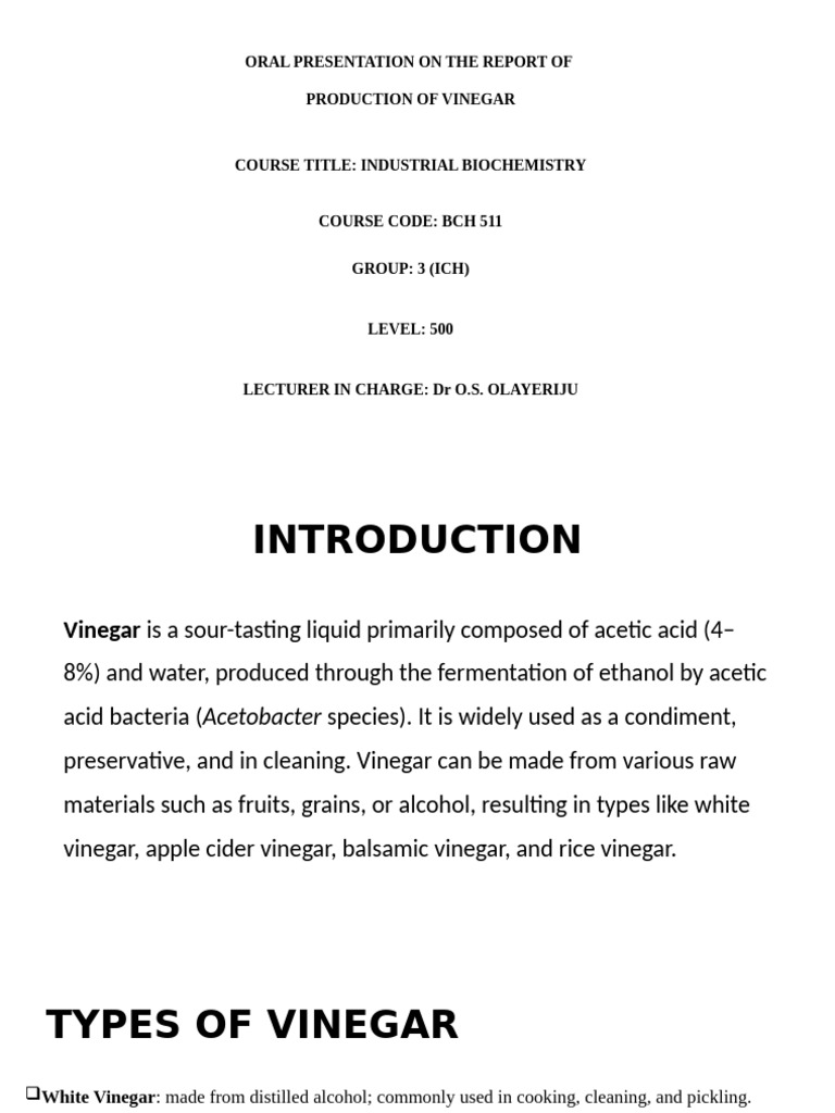Vinegar Production Methods and Types | PDF | Vinegar | Acetic Acid