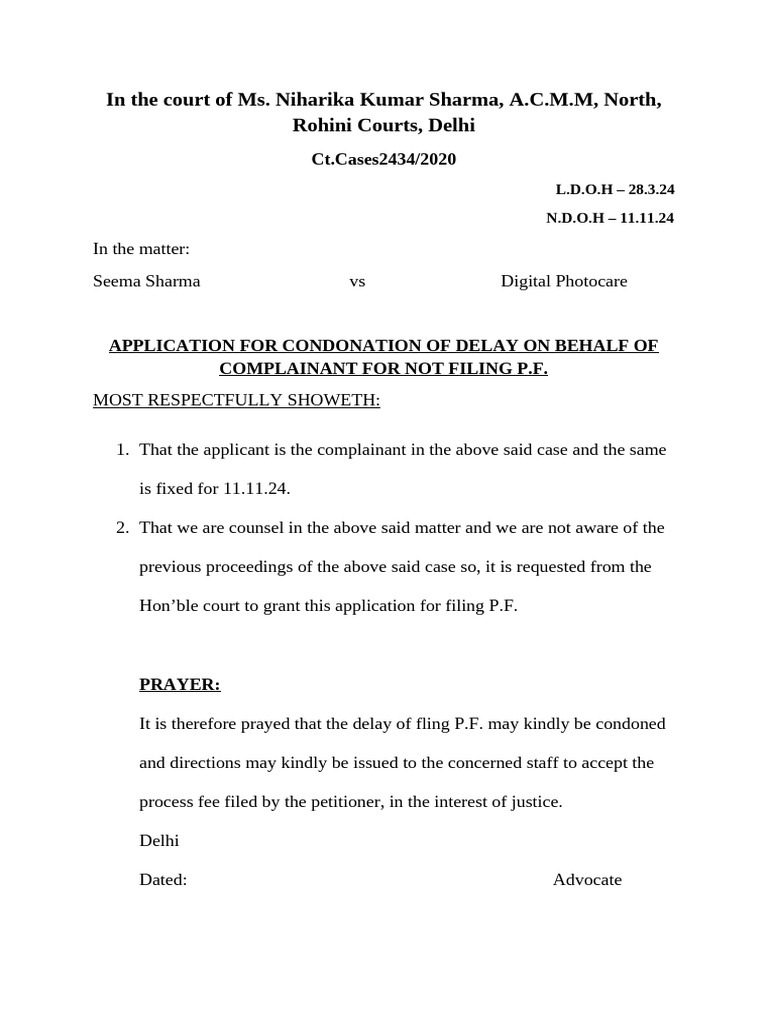 condonation of delay format | PDF