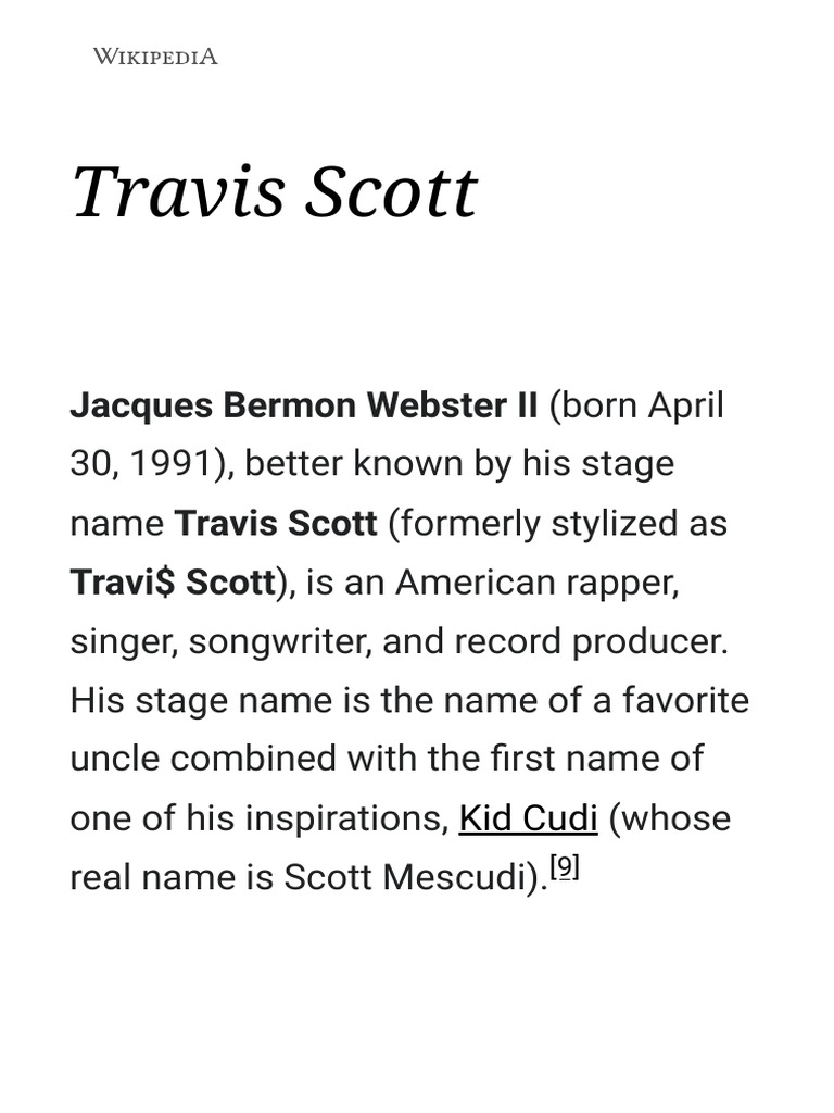 Travis Scott - Wikipedia | PDF | Hip Hop