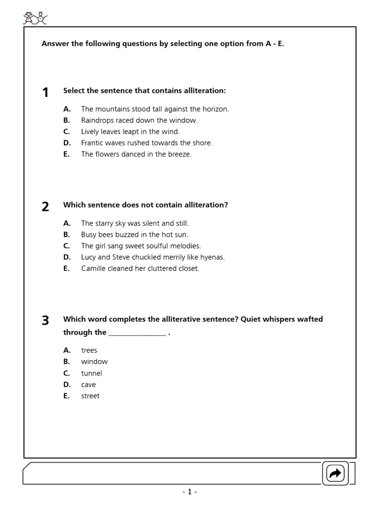 Alliteration and Literary Devices Quiz | PDF