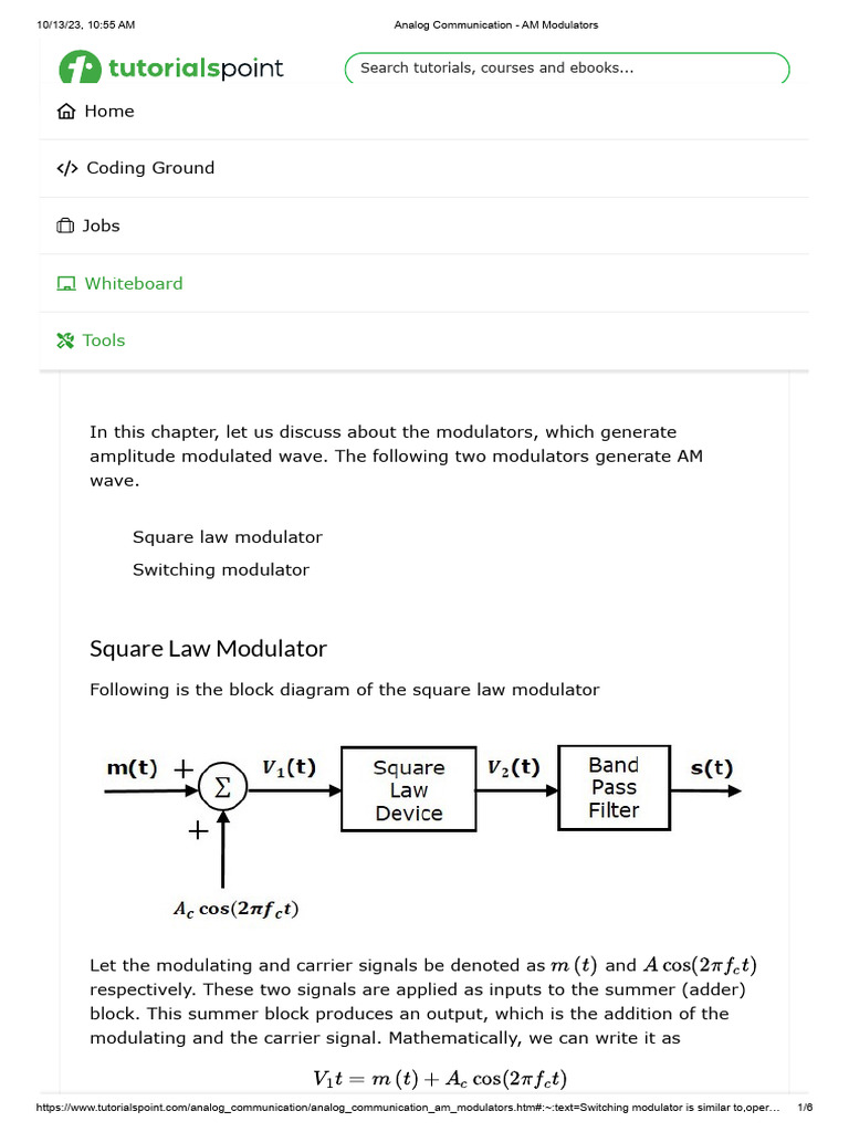 2 9 39 Analog Communication - AM Modulators | PDF | Modulation | Diode