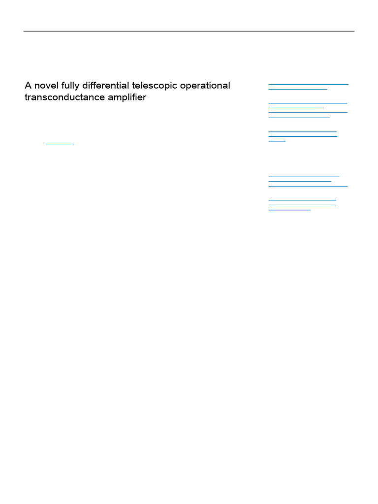 Novel Fully Differential OTA Design | PDF | Amplifier | Analog To ...