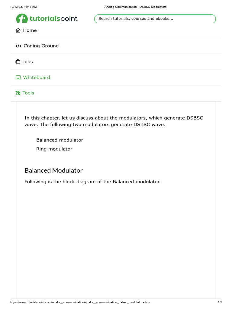 4 9 39 Analog Communication - DSBSC Modulators | PDF | Modulation | Electrical Engineering