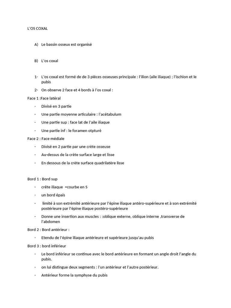 Anatomie de l'os coxal et du bassin | PDF | Anatomie humaine | Bassin ...