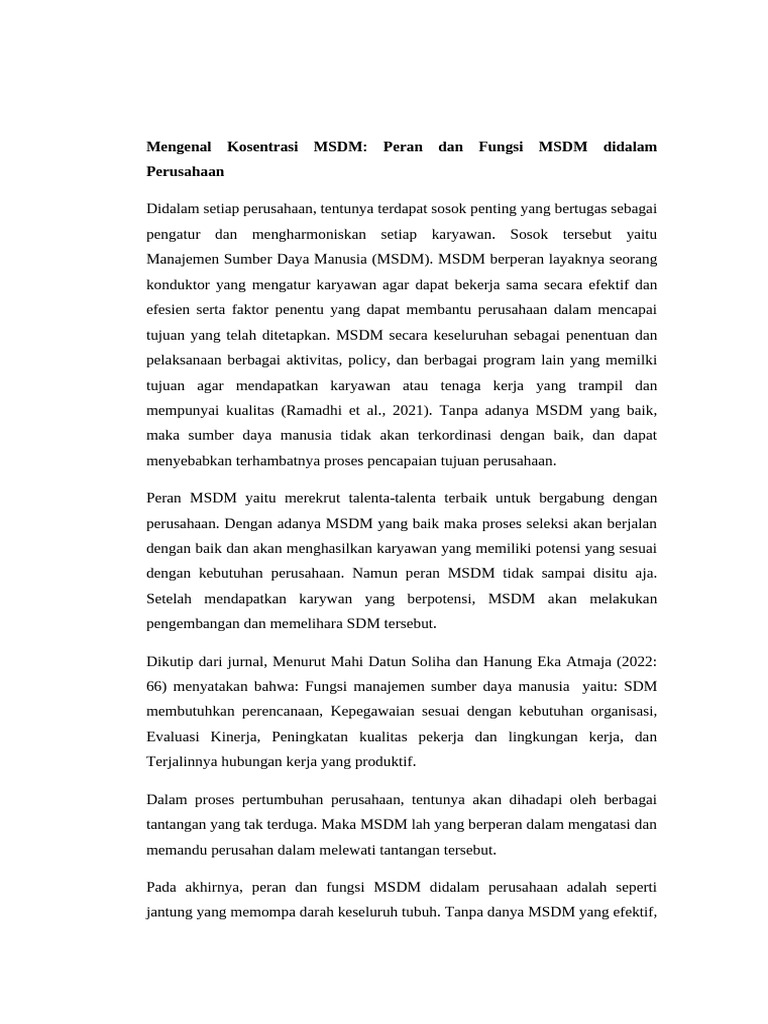 Mengenal Kosentrasi MSDM | PDF