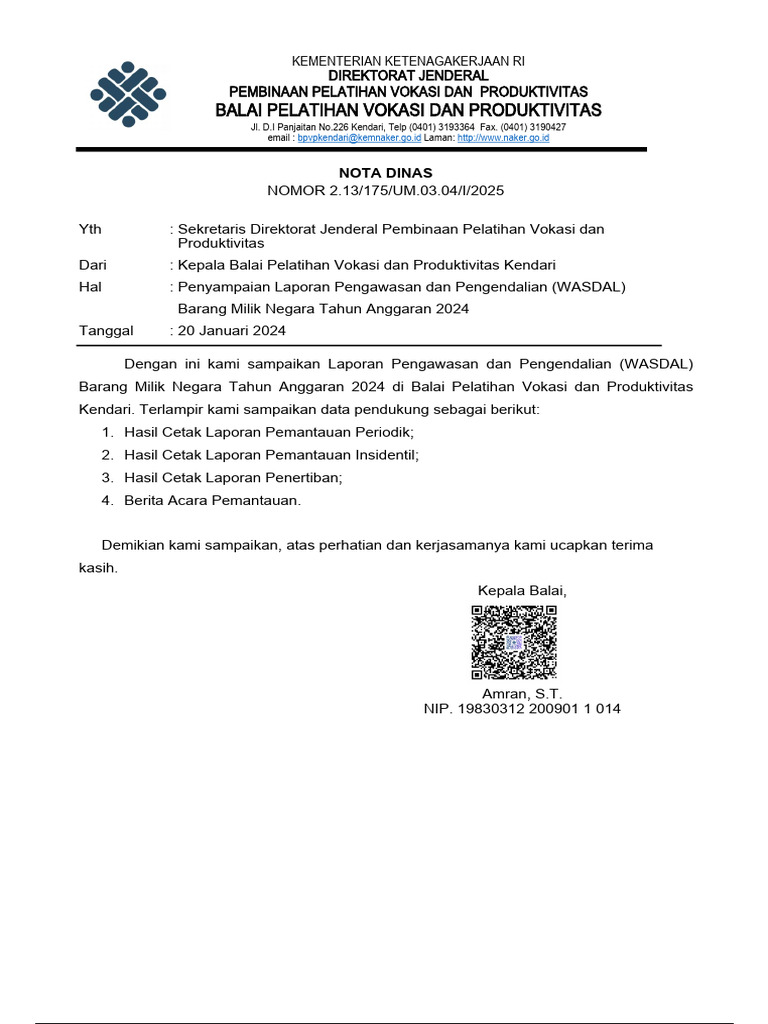 Surat Pengantar WASDAL | PDF