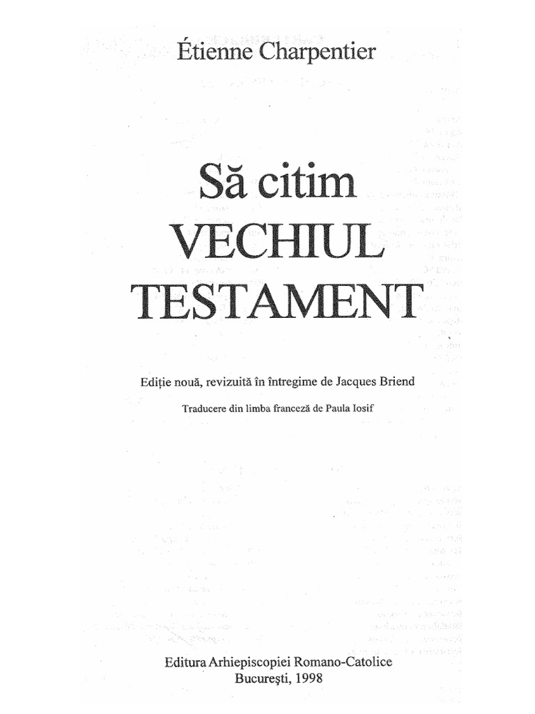 Sa Citim Vechiul Testament Bucuresti 1998 | PDF
