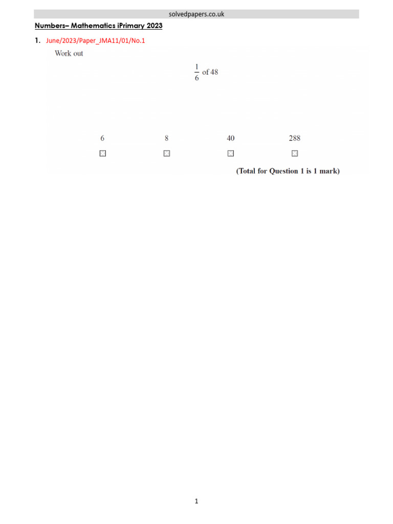 iPrimary Maths Past Papers 2023 | PDF