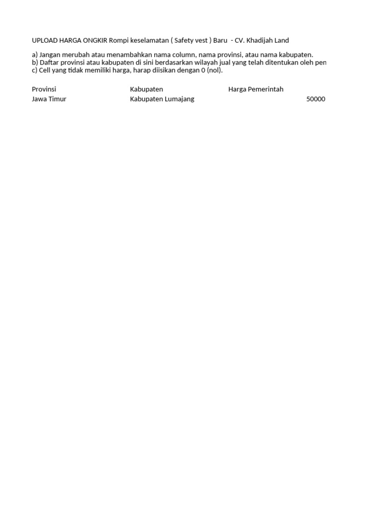 Template Harga Produk Rompi Keselamatan (Safety Vest) Baru - CV ...