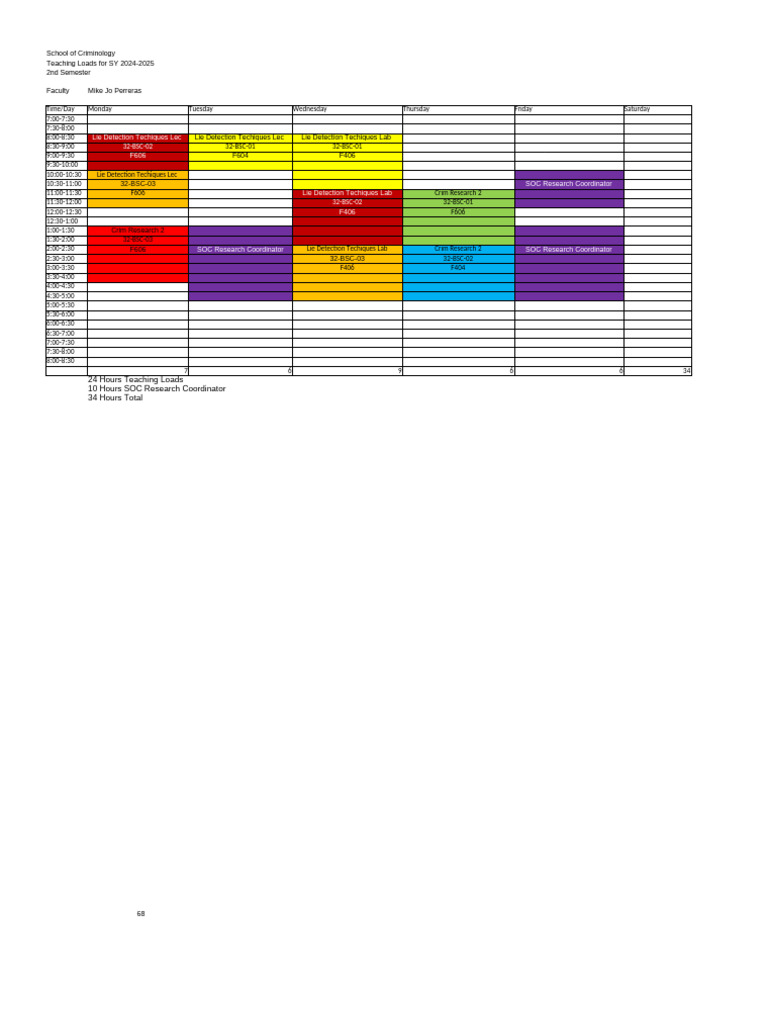 Schedule 2nd Sem A.Y. 2024 2025 | PDF